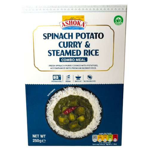 Ashoka Ready Meal Spinach Potato Curry & Steamed Rice – Gayatri Store UK